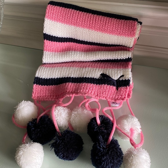 Puma | Accessories | Puma Long Knit Scarf With Pom Poms | Poshmark